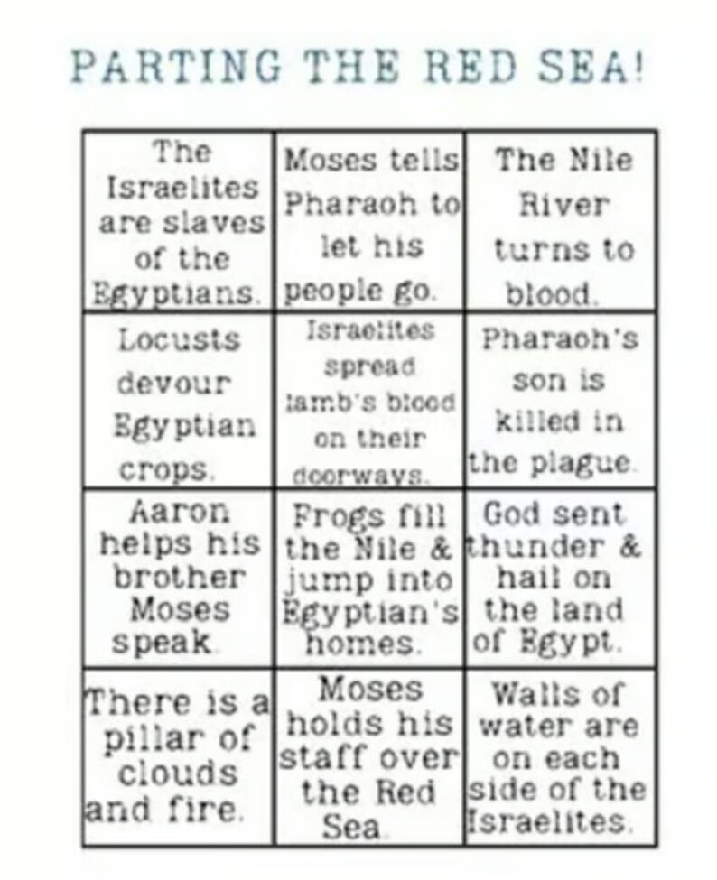 The Exodus/moses Story Movement Game | Sunday School - Etsy