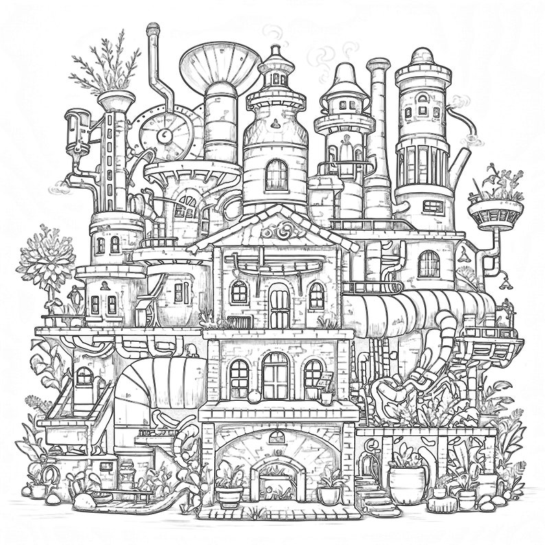 Wonky Chocolate Factory Coloring Pages - Etsy