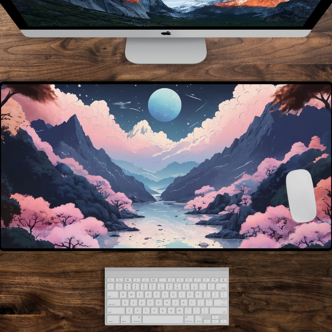 Moon View, Landscape Desk Mat, Moon Mouse Pad, Nature Desk Mat, Gamer ...