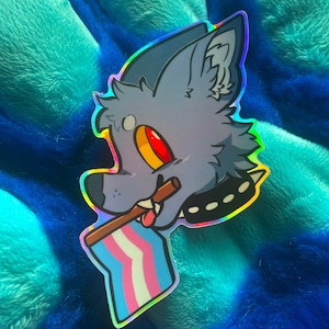 Trans Wolf Holographic Sticker - Furry - Etsy