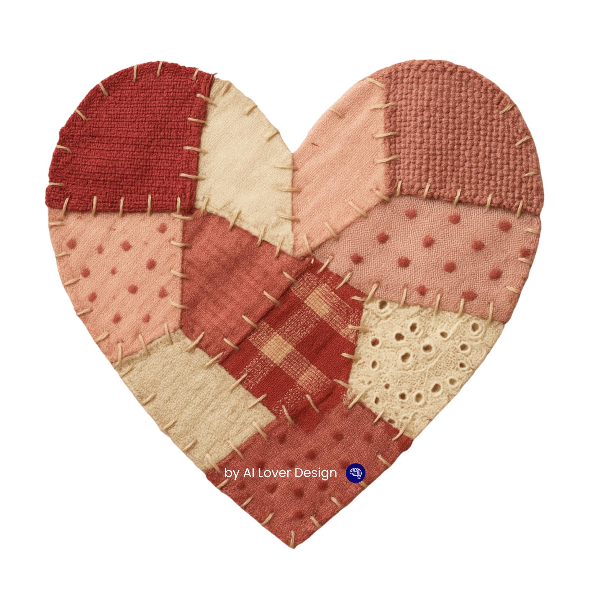 Cottagecore Patchwork Heart Clipart – 10 PNG & JPG Valentine Hearts ...