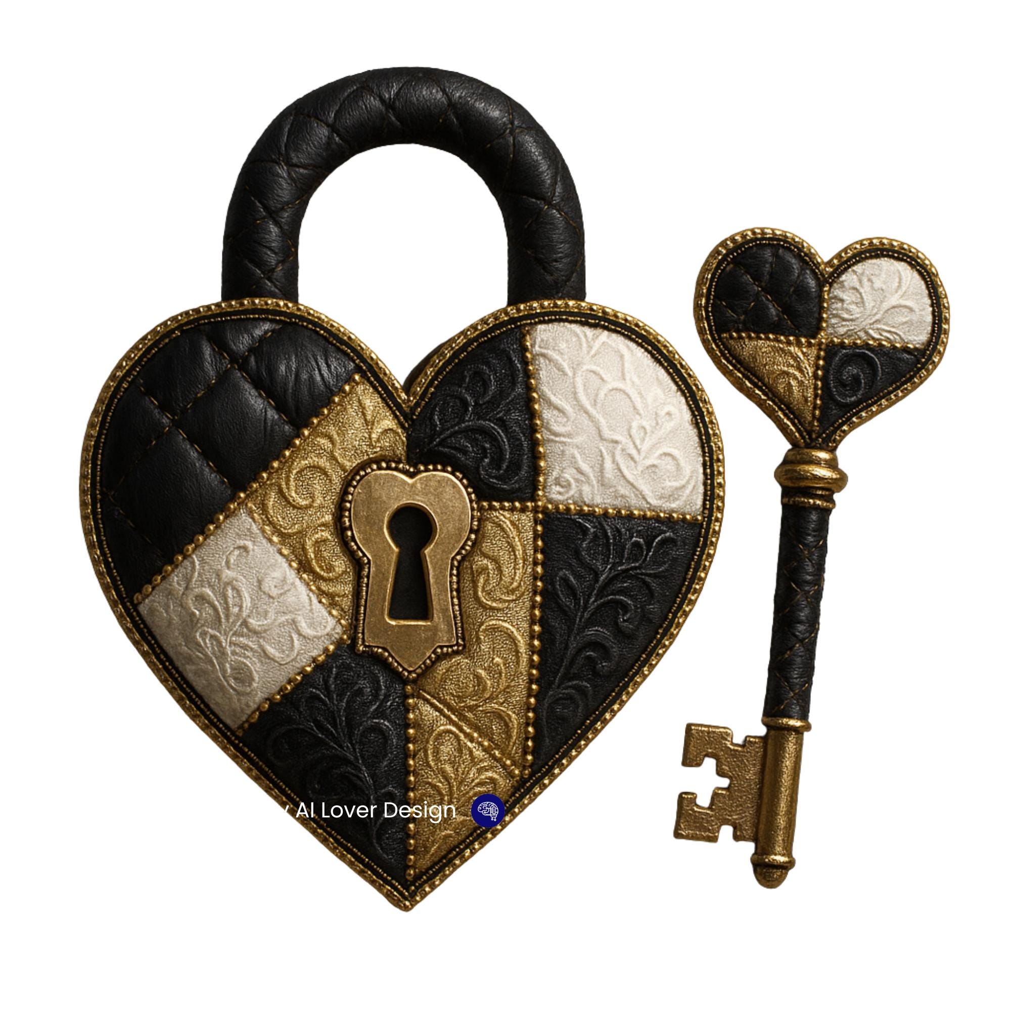 Art Deco Glam Patchwork Love Lock Clipart – 10 PNG & JPG Valentine ...