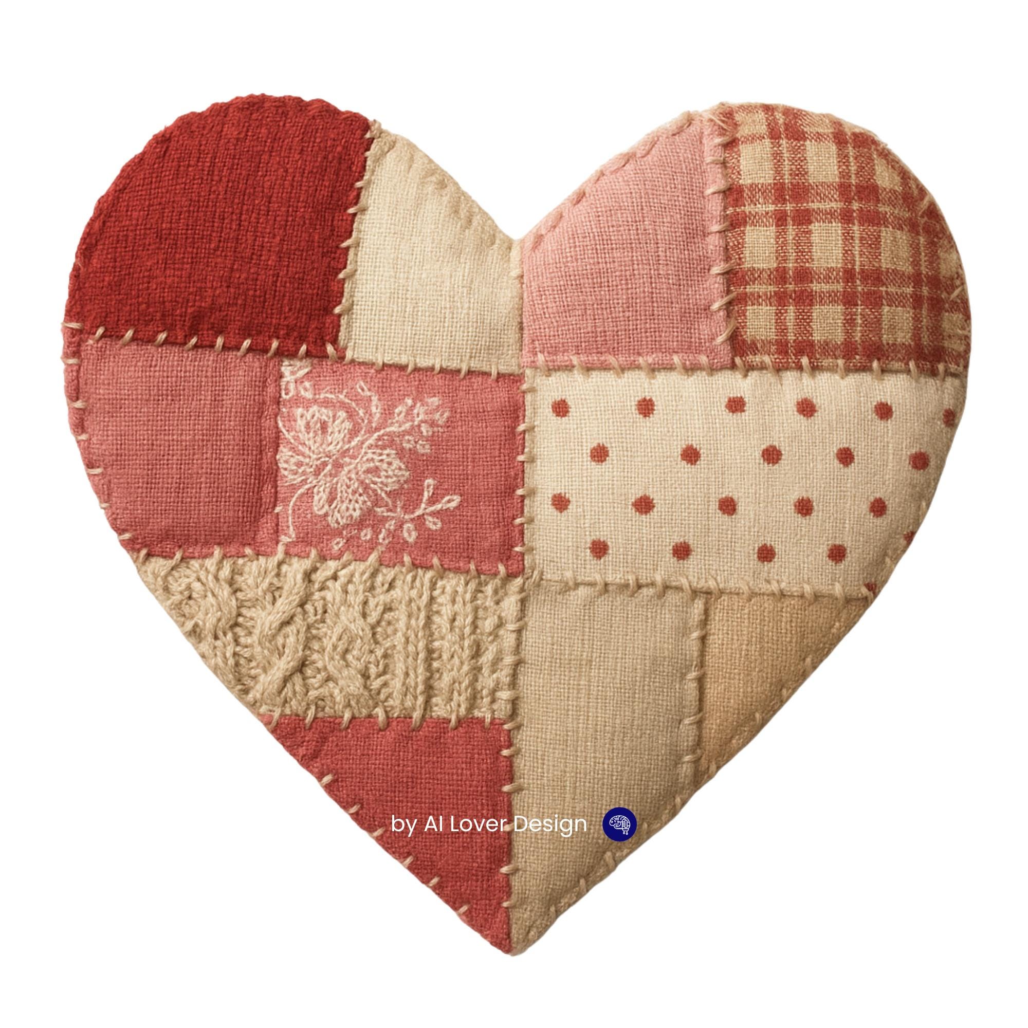 Cottagecore Patchwork Heart Clipart – 10 PNG & JPG Valentine Hearts ...