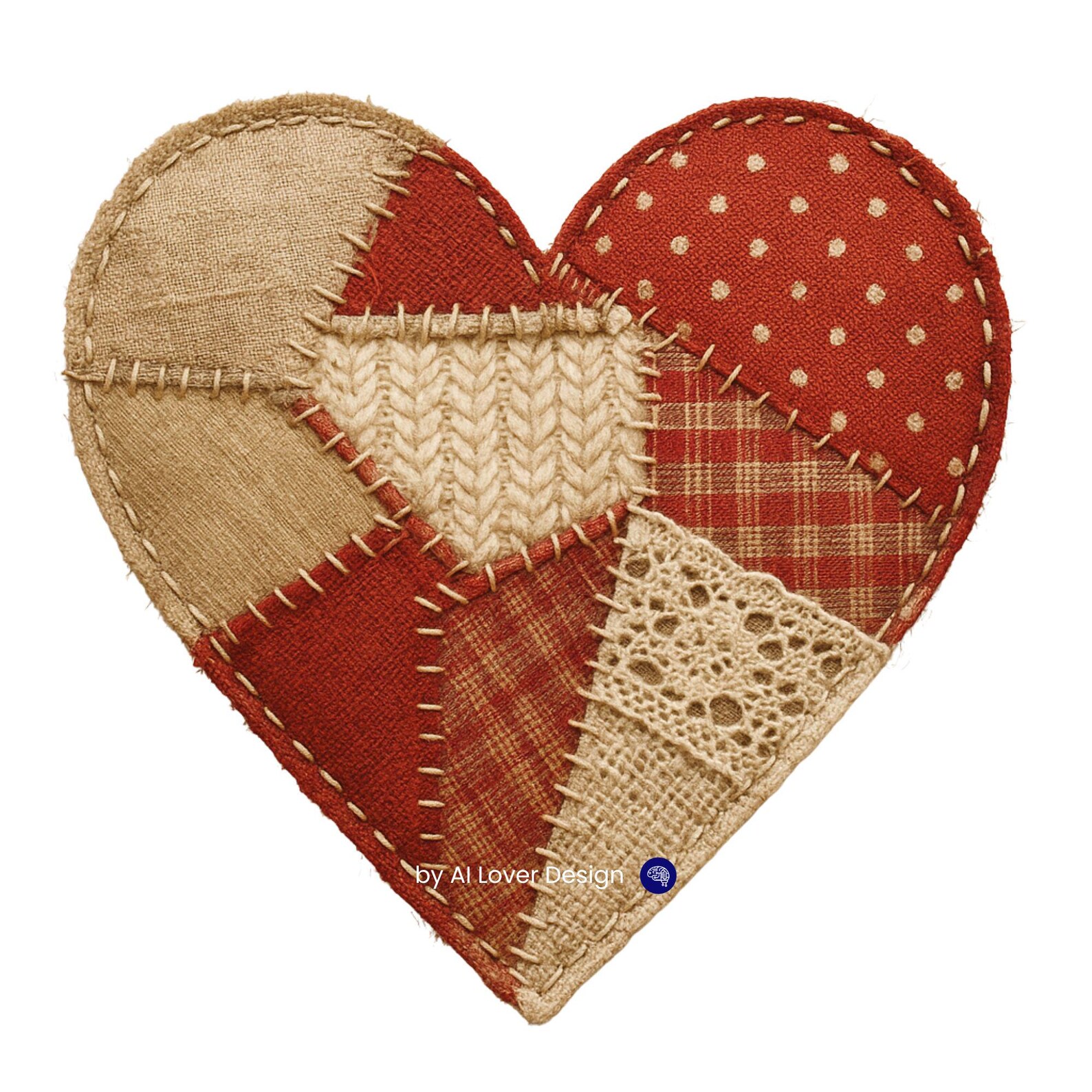 Rustic Country Patchwork Heart Clipart – 10 PNG & JPG Valentine Hearts ...
