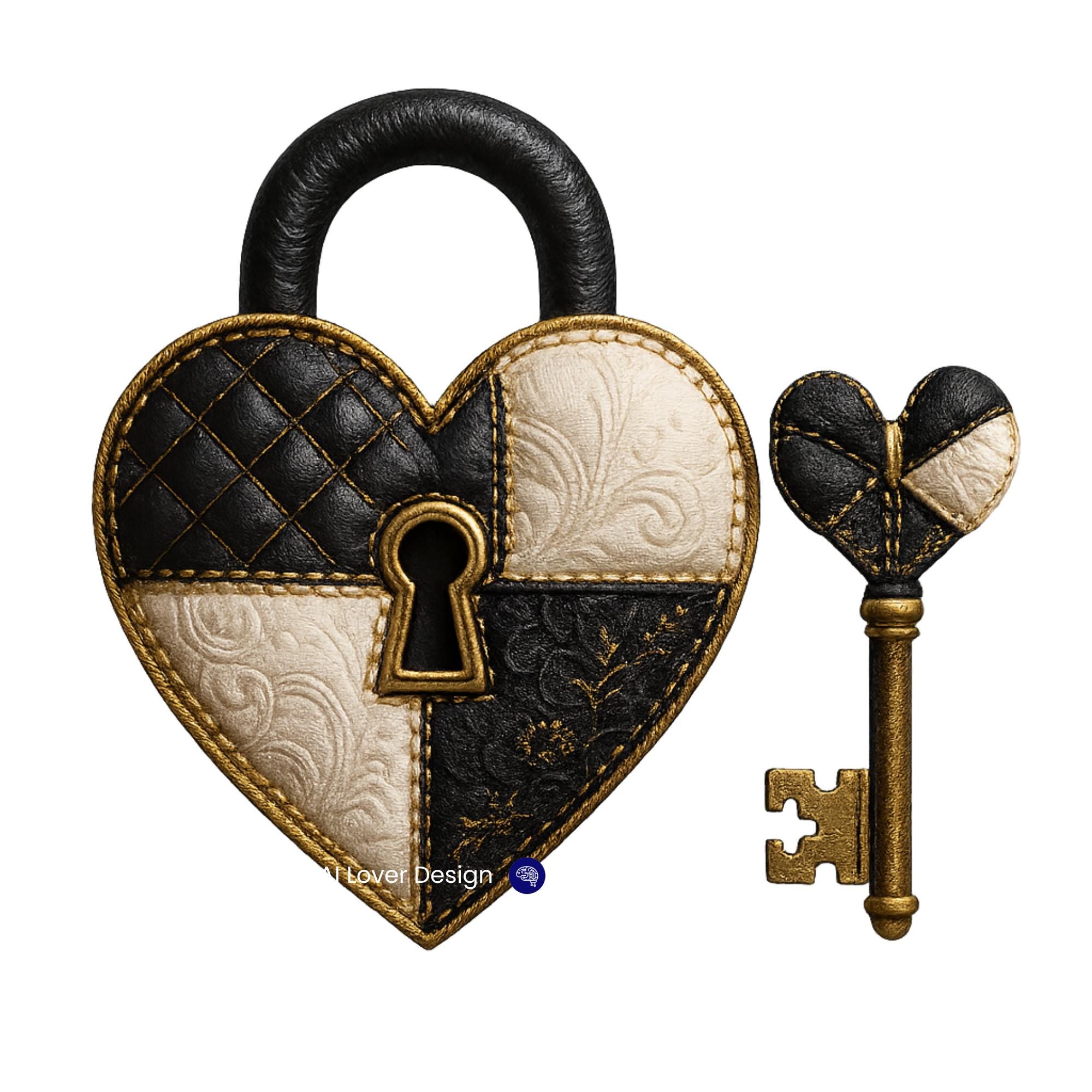 Art Deco Glam Patchwork Love Lock Clipart – 10 PNG & JPG Valentine ...