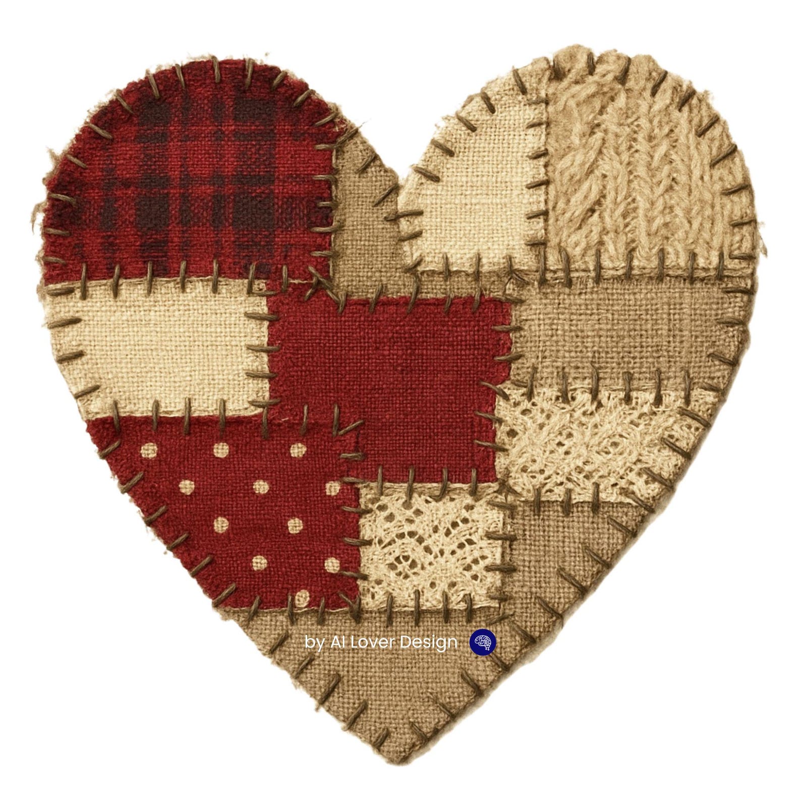 Rustic Country Patchwork Heart Clipart – 10 PNG & JPG Valentine Hearts ...