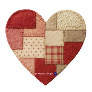 Cottagecore Patchwork Heart Clipart – 10 PNG & JPG Valentine Hearts ...