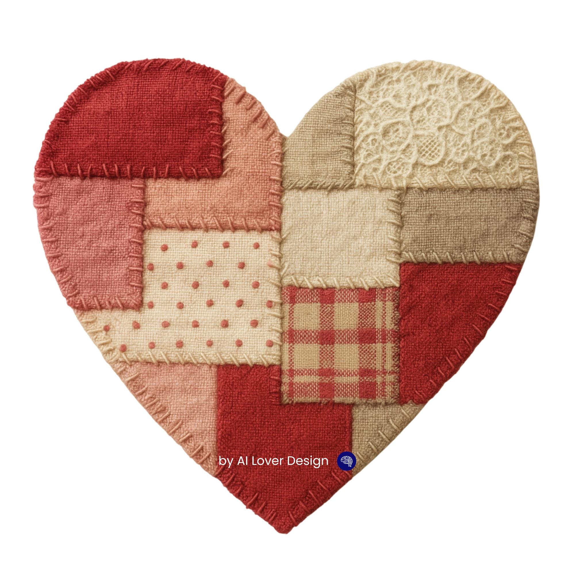 Cottagecore Patchwork Heart Clipart – 10 PNG & JPG Valentine Hearts ...