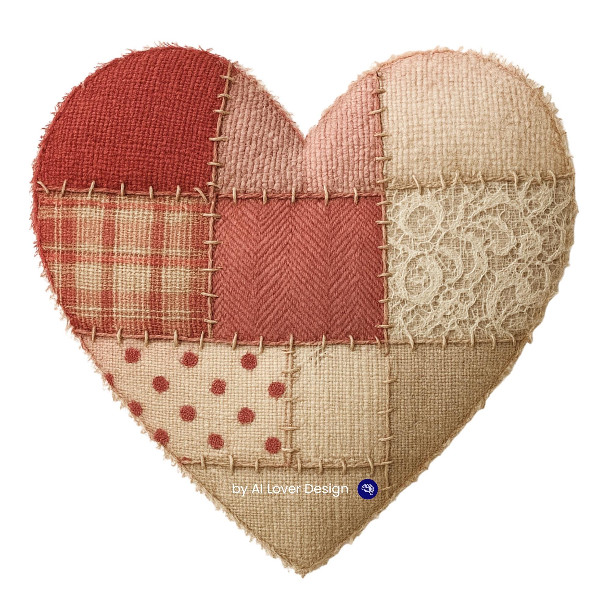 Cottagecore Patchwork Heart Clipart – 10 PNG & JPG Valentine Hearts ...