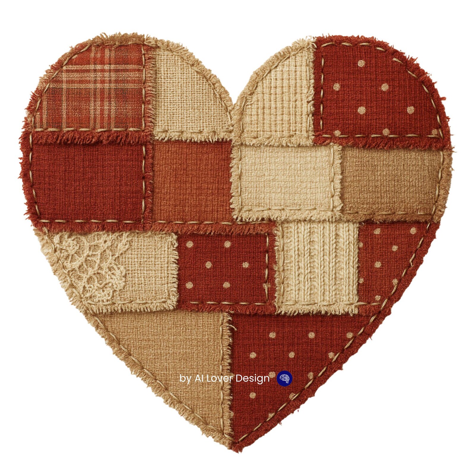 Rustic Country Patchwork Heart Clipart – 10 PNG & JPG Valentine Hearts ...