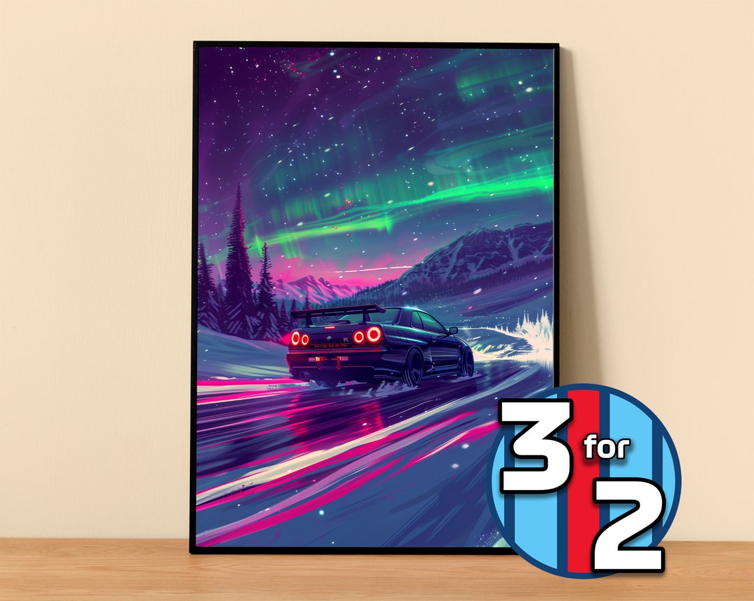Nissan Poster Skyline GT-R R34 Poster 8200.0 JDM Wall Decor JDM Art ...