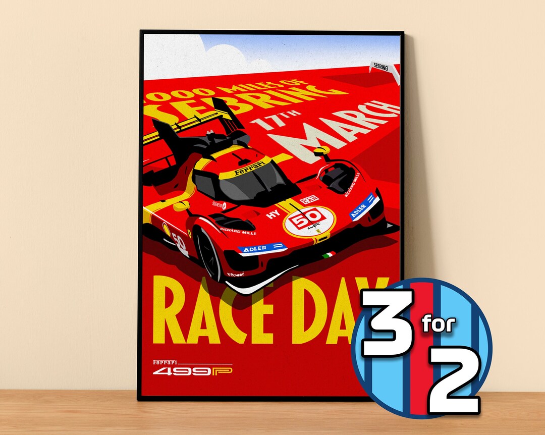 Ferrari Poster Print 1000 Miles of Sebring 2023 Poster WEC Poster ...