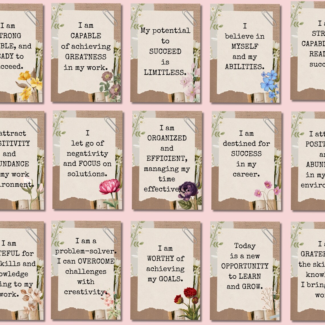 Affirmation Cards Printable for Work | Boost Productivity & Motivation ...
