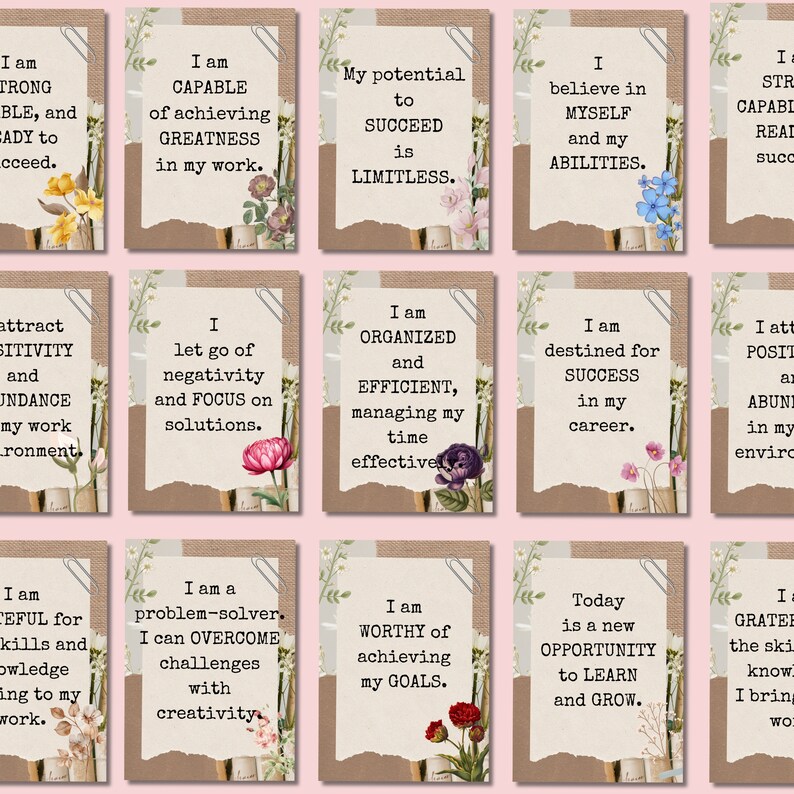 Affirmation Cards Printable for Work | Boost Productivity & Motivation ...