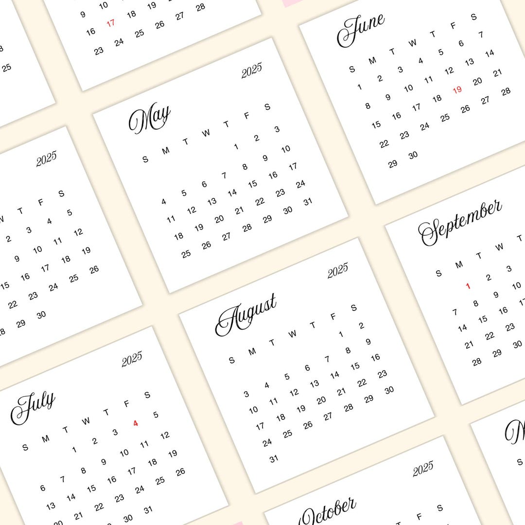 2025 Printable Mini Calendar – Simple & Elegant Design, 3x3 Pocket ...
