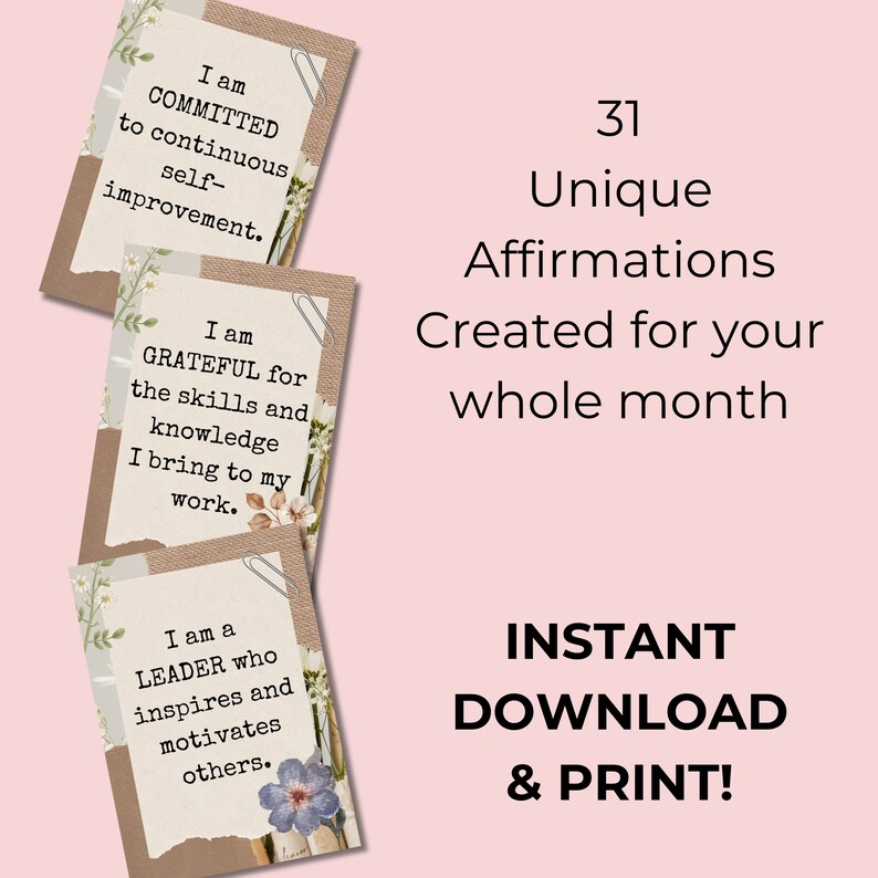 Affirmation Cards Printable for Work | Boost Productivity & Motivation ...