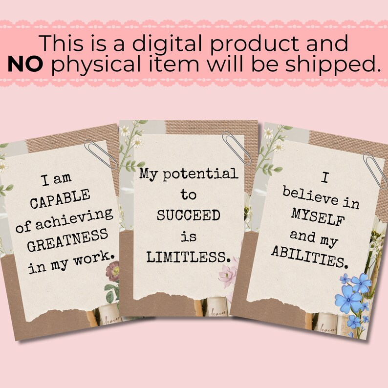 Affirmation Cards Printable for Work | Boost Productivity & Motivation ...