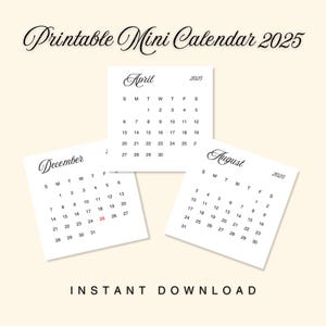 2025 Mini Calendar Printable: Elegant Pocket Planner (PDF, PNG) - Etsy