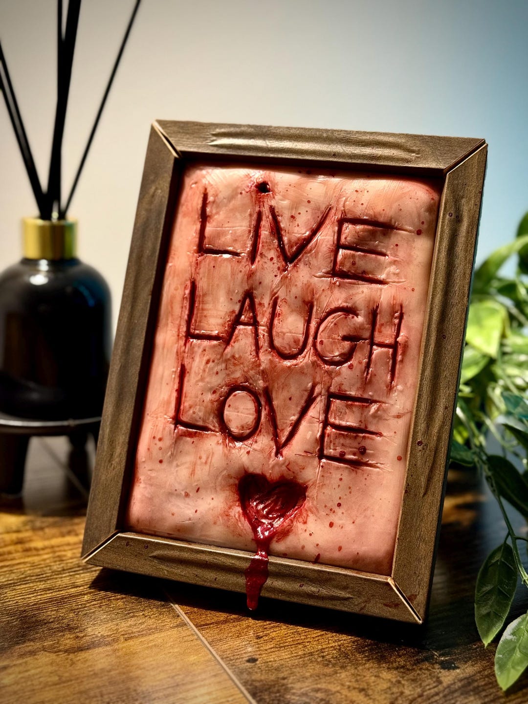 Creepy “live Laugh Love” Horror Wall Art – Handmade Bloody Polymer Clay ...