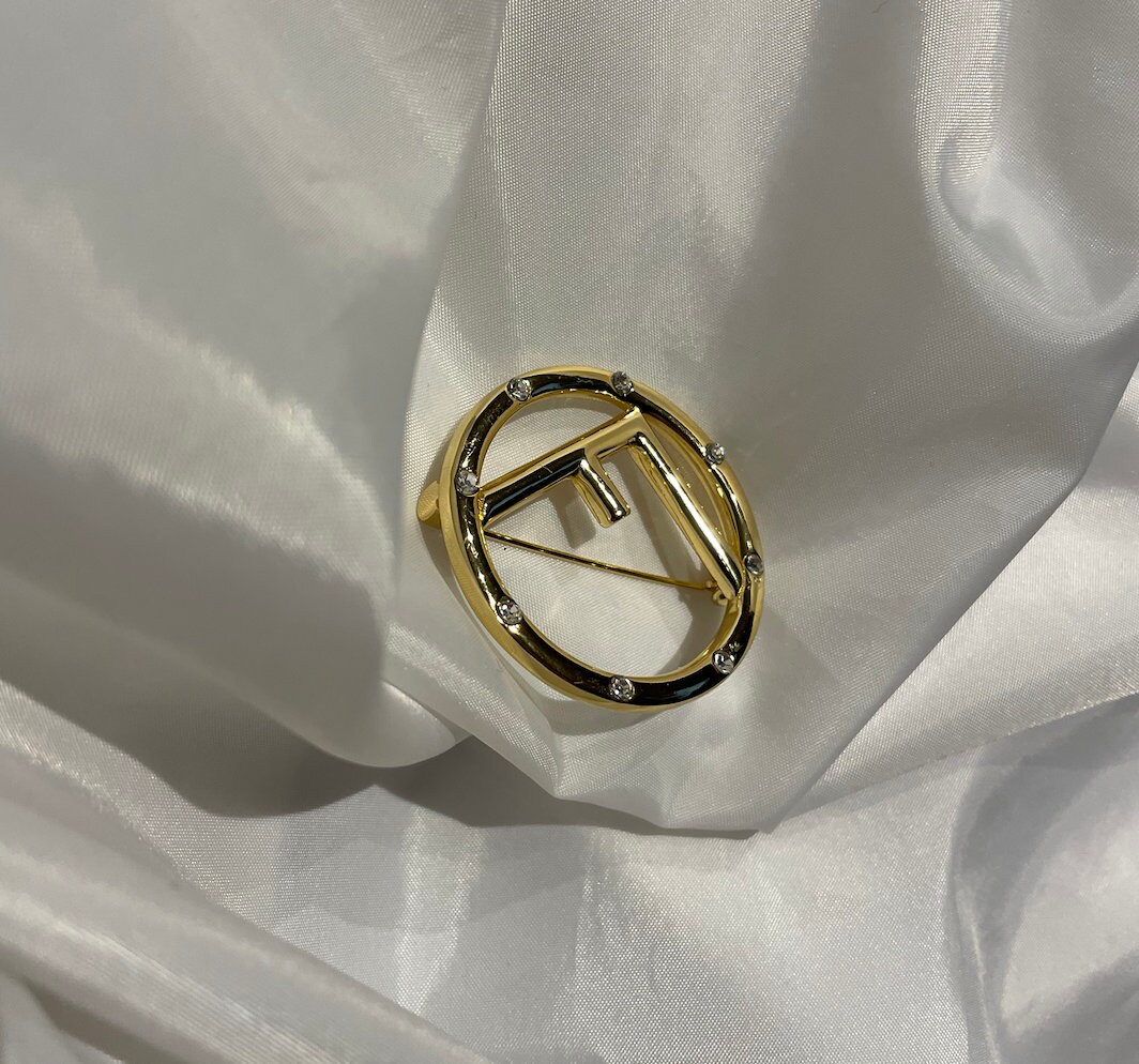 Delightful Gold Tone Fendi Brooch With Stones - Etsy