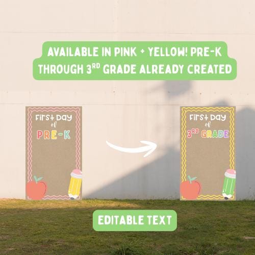 Editable First Day of School Backdrop Banner | Canva Template (PDF) - Etsy