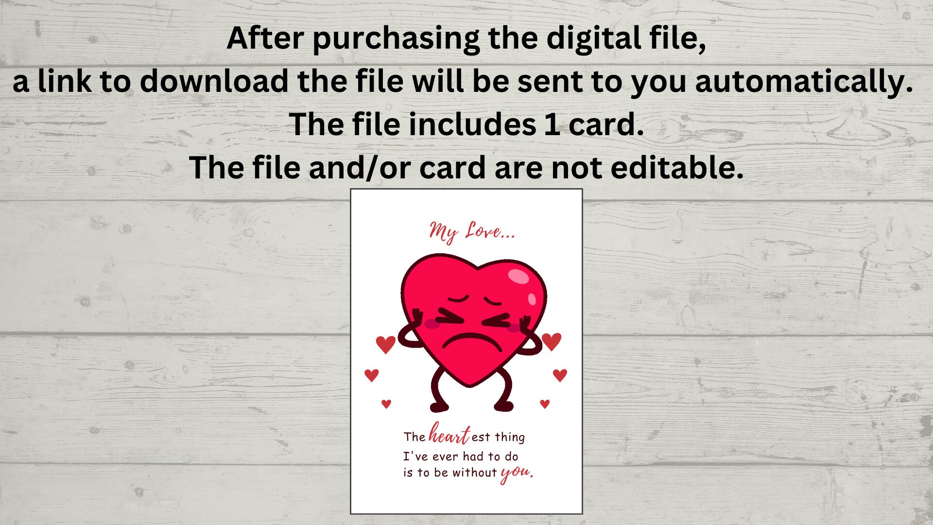 Printable Missing You Long Distance Romantic Valentines Day Card