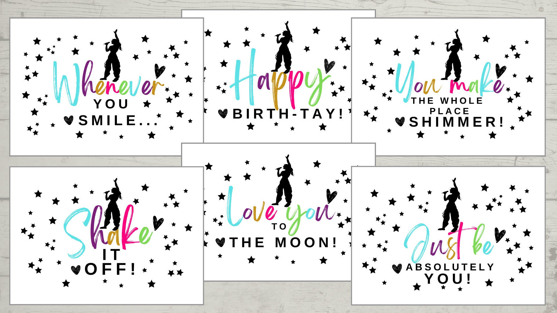 6 Printable Taylor Birthday Affirmation Cards, Plus BONUS Bundle ...