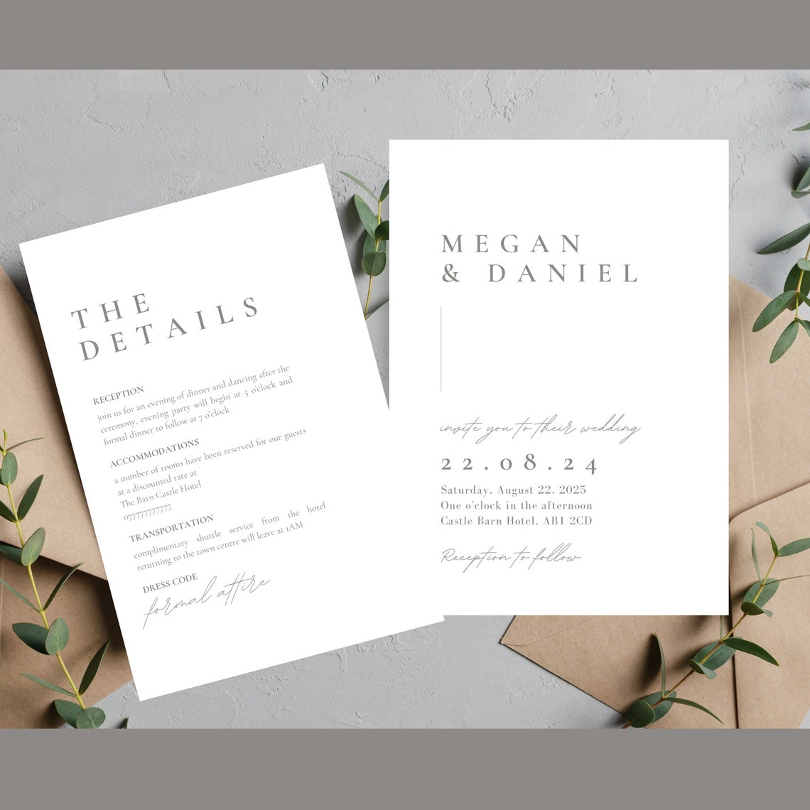 Grey Scale Collection Wedding Details Invitation DIGITAL DOWNLOAD ...