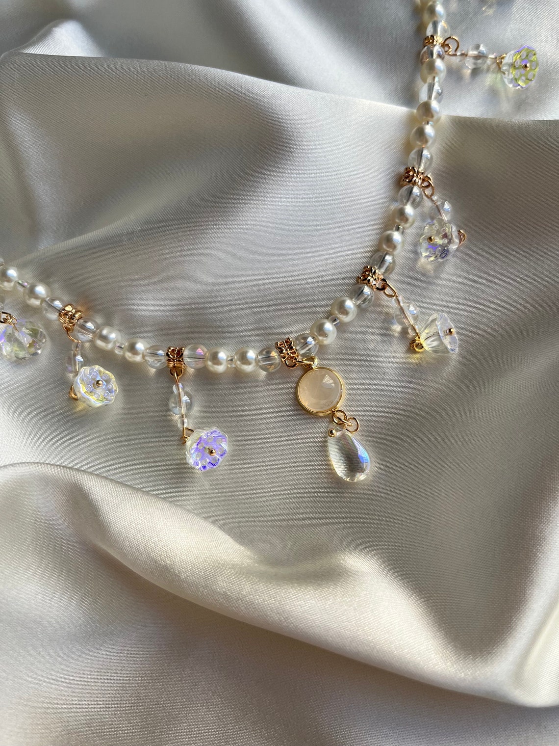 Gold Teardrop Flower Choker Necklace, Unique Elegant Jewellery ...