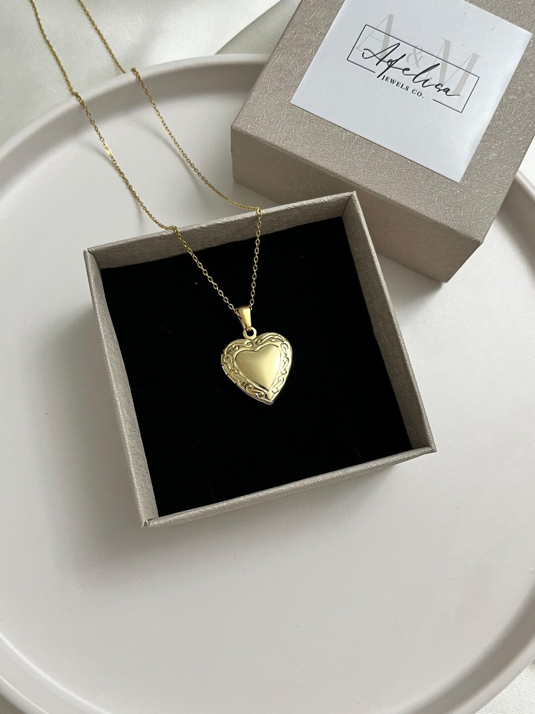Personalized Heart Locket Necklace, Gold Plated Stainless Steel - Etsy