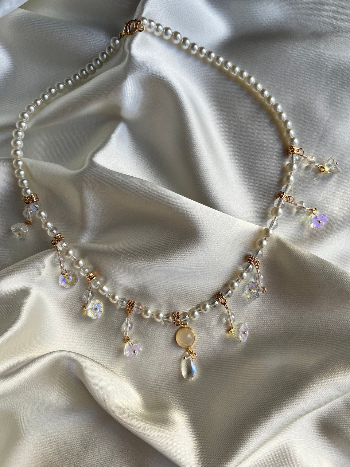 Gold Teardrop Flower Choker Necklace, Unique Elegant Jewellery ...