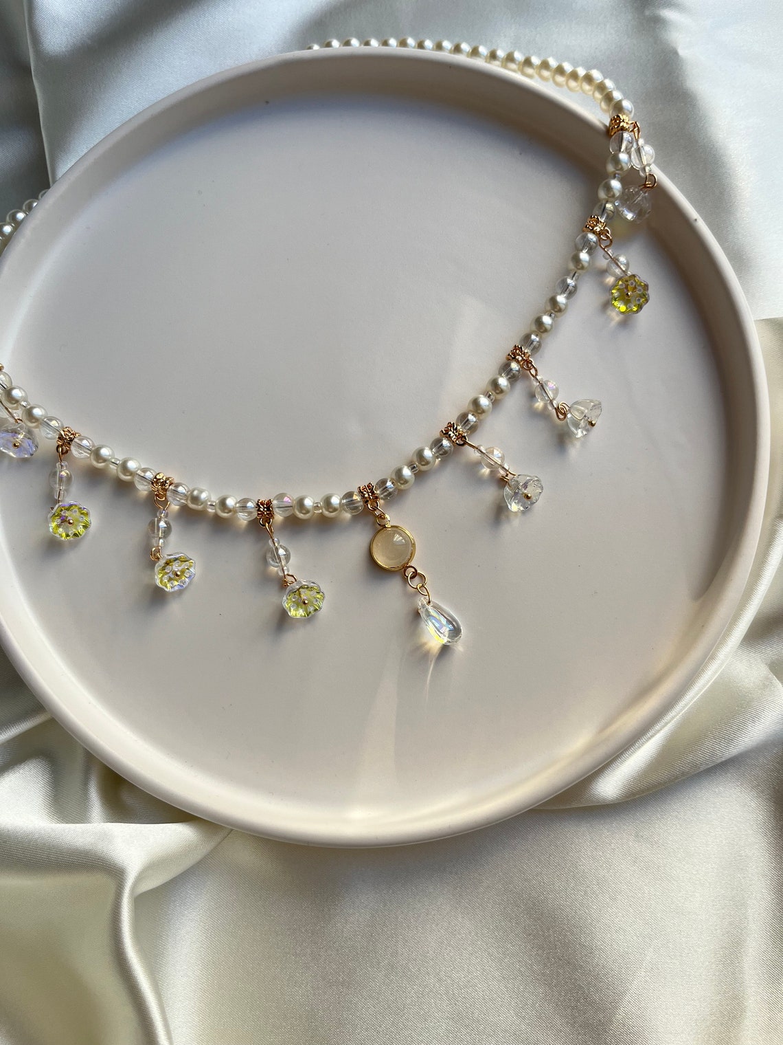 Gold Teardrop Flower Choker Necklace, Unique Elegant Jewellery ...