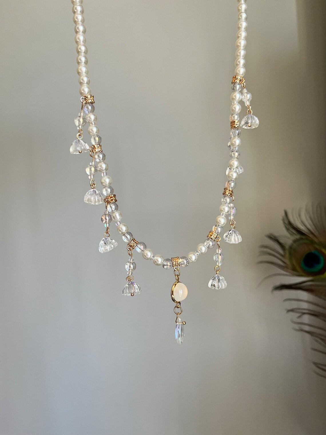 Gold Teardrop Flower Choker Necklace, Unique Elegant Jewellery ...