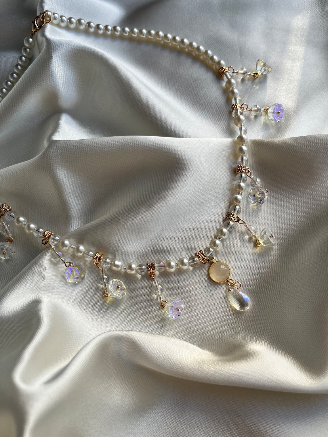 Gold Teardrop Flower Choker Necklace, Unique Elegant Jewellery ...