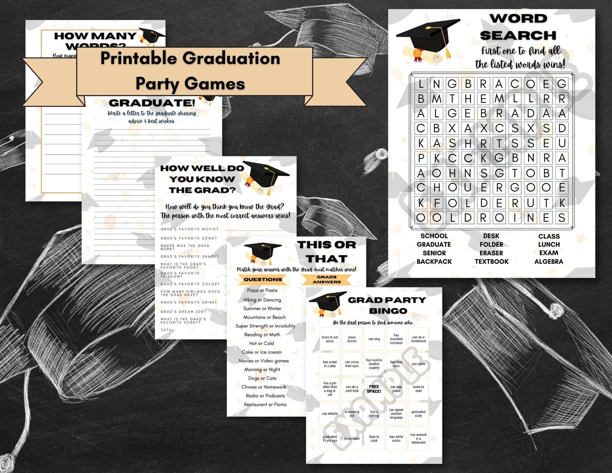Print at Home Graduation Party Games - Etsy