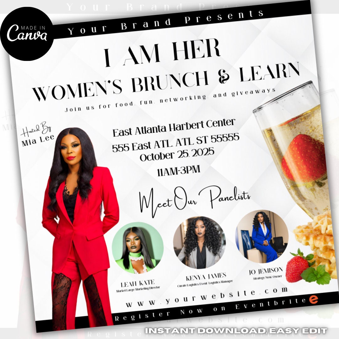 Women's Event Booking Flyer, Brunch and Learn Event Flyer DIY Design ...