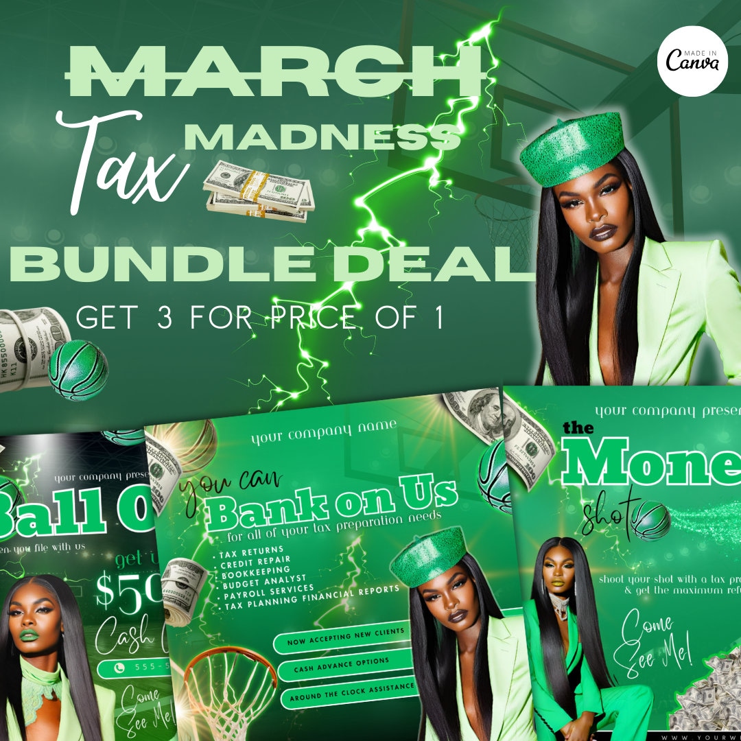 Get 3! March Madness Booking Templates, Editable TAX Madness Madness ...