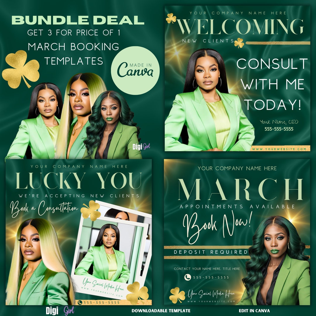 BUNDLE DEAL!! Lucky You March Booking Template, Editable Booking Flyer ...