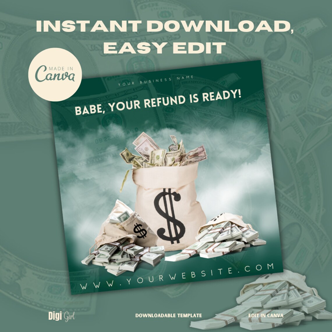 Cha-ching! Your Refund is Ready Tax Bundle, Books Now Template ...