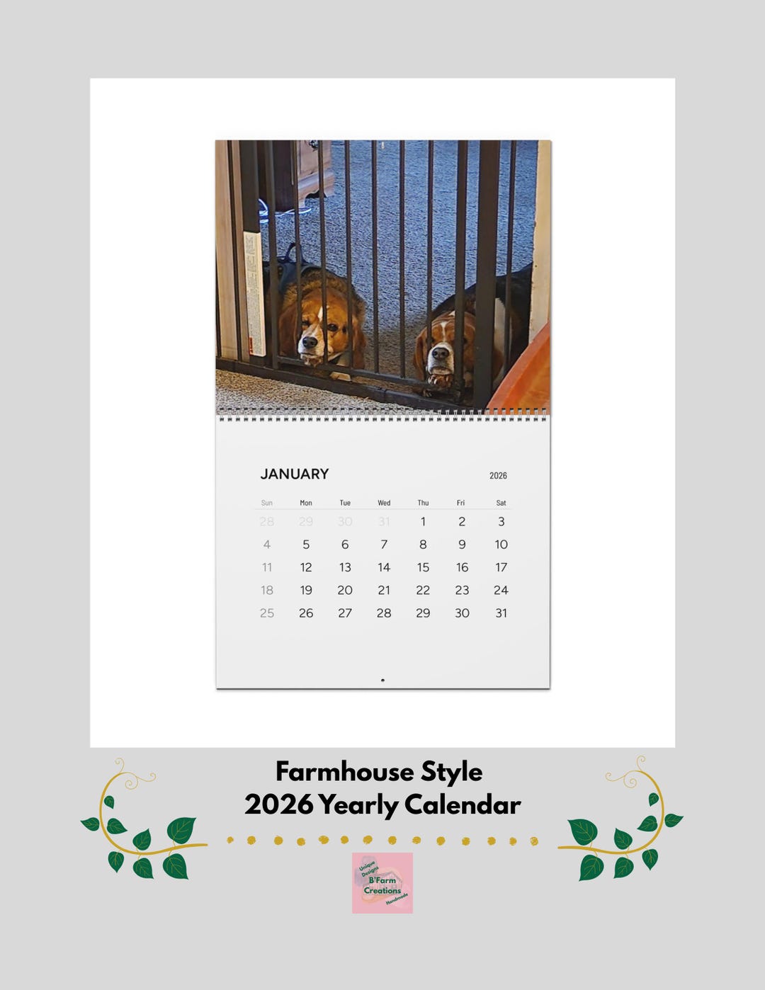 Farmhouse Style 2026 Yearly Calendar - Etsy