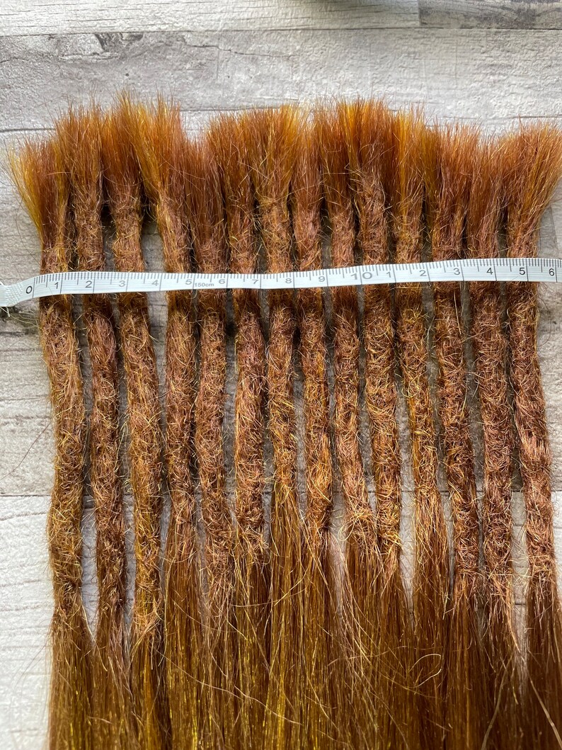 Mixed Copper Auburn 100% Human Hair Dreadlock Extensions 14 Inch Yaki ...