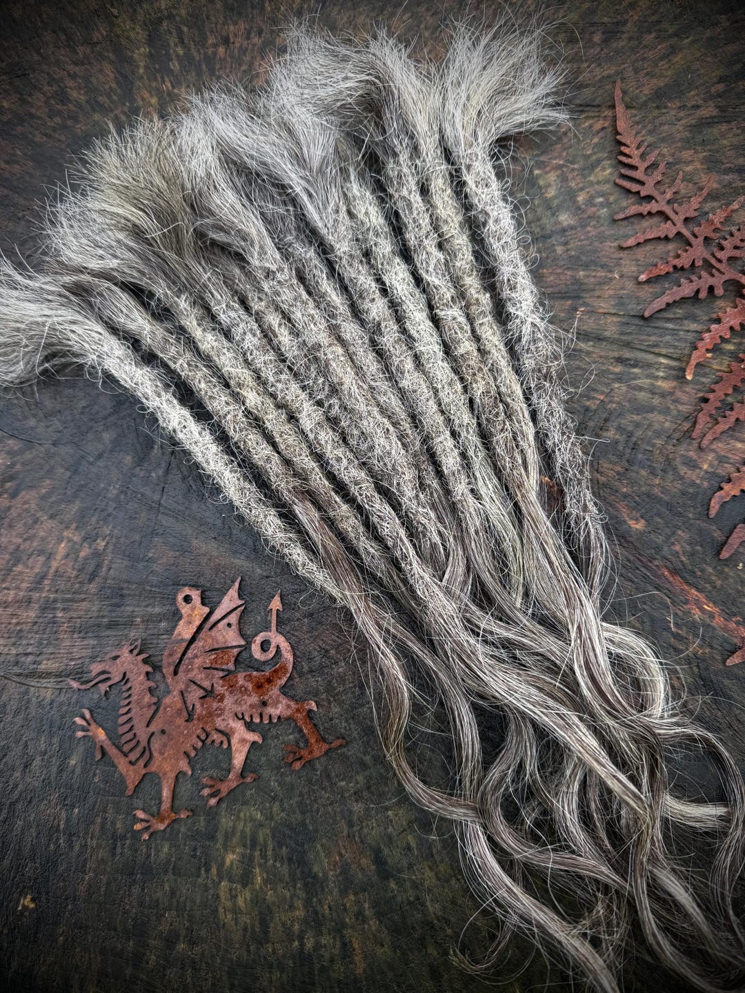 Salt and Pepper Raw 100% Human Hair Dreadlock Extensions 13 Inch Wavy ...