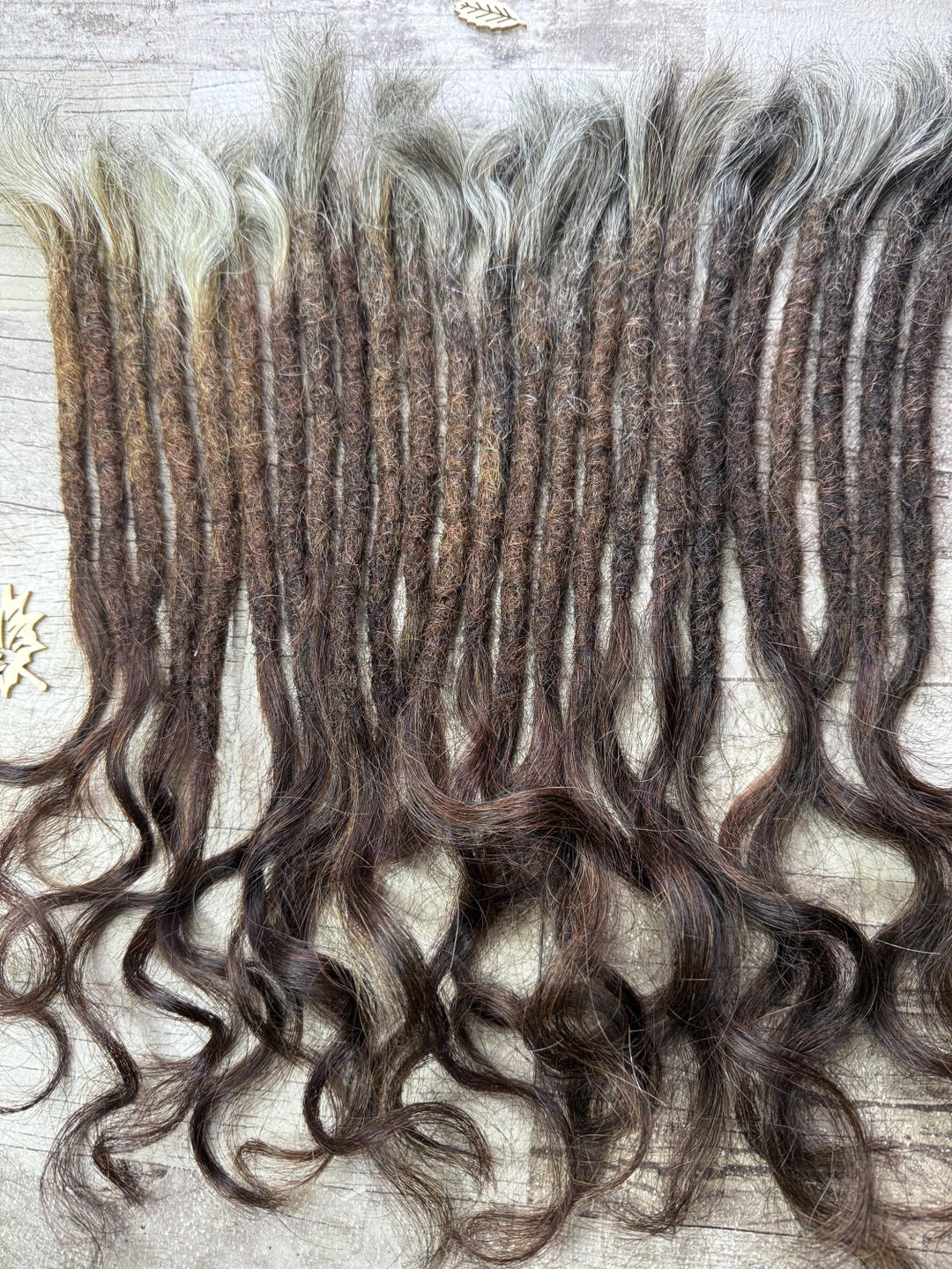 Raw 100% Human Hair Dreadlock Extensions 15 Inch Wavy Curl Grey ...