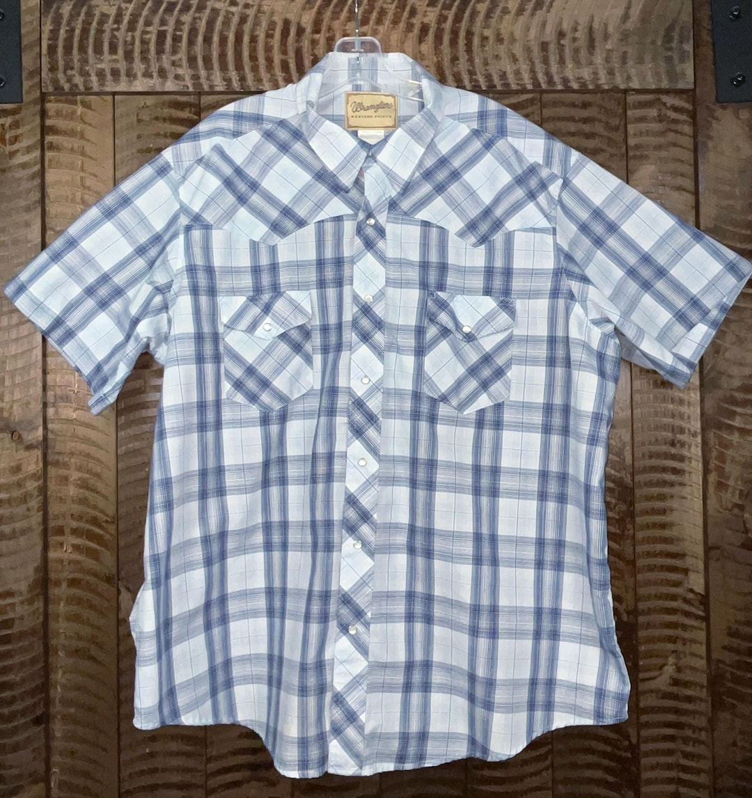 Wrangler Western Mens 2XL Snap Button Short Sleeve Western Style Shirt ...