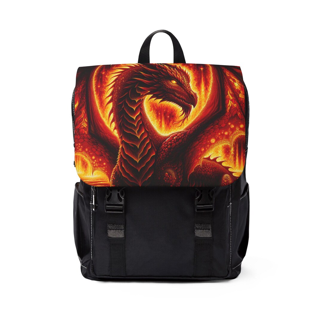 Dragon School Backpack, Red Fire Shoulder Bag, Unisex Casual Travel ...