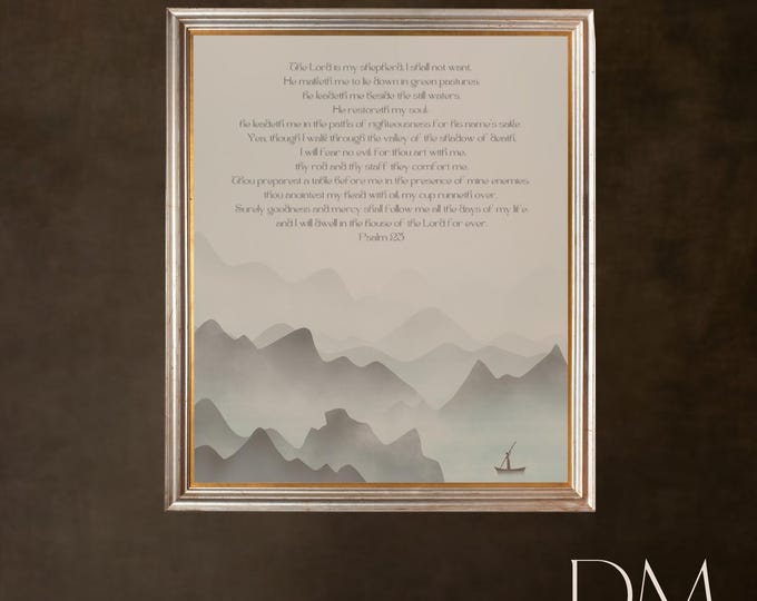 Psalm 23 Art Print, Christian Wall Art, Nursery Bible Verse Wall ...