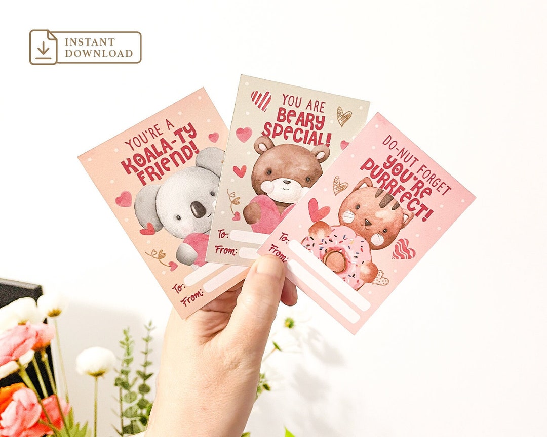 Printable Kids Valentines Day Cards, Classroom Valentines Day Cards ...