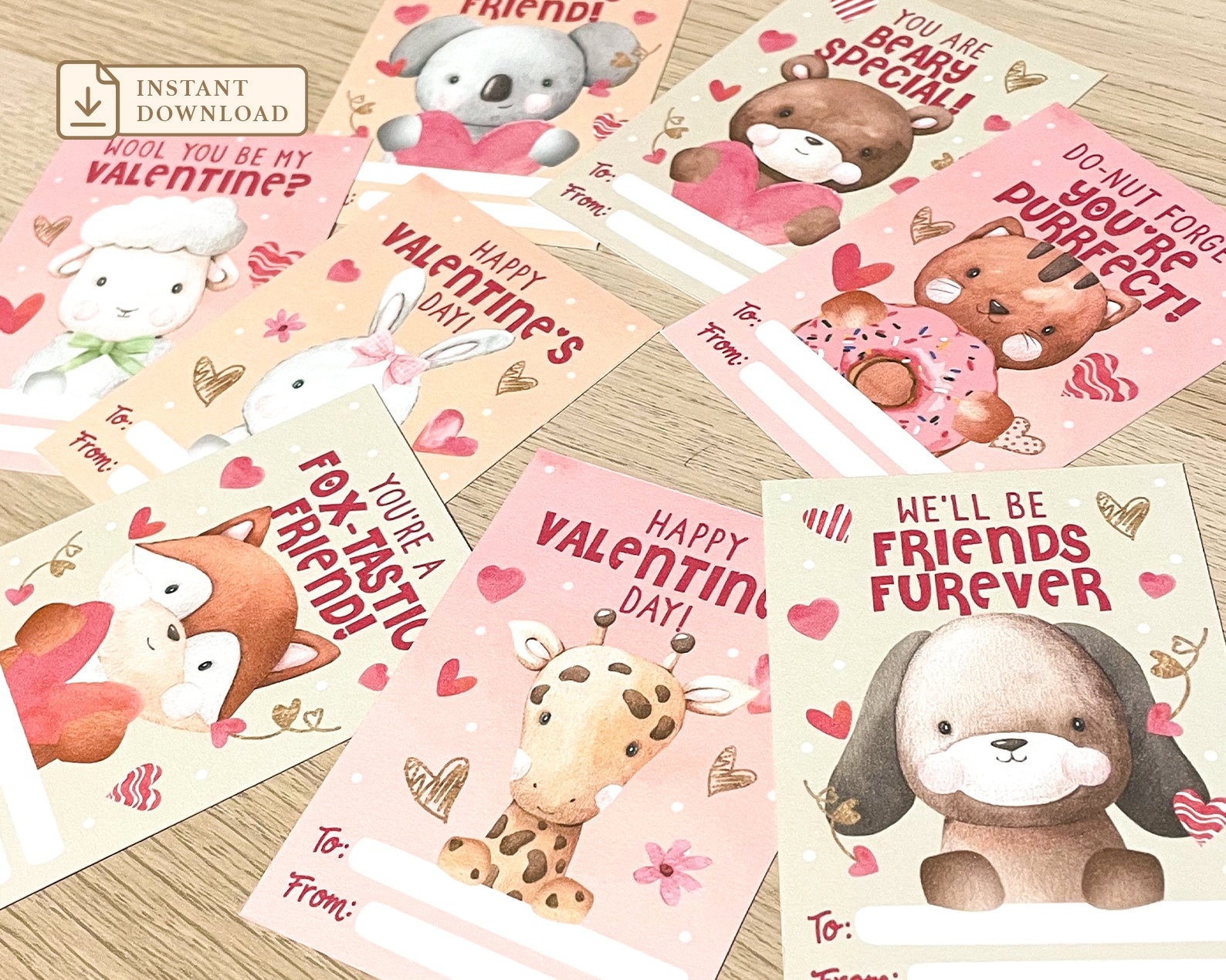 Printable Kids Valentines Day Cards, Classroom Valentines Day Cards ...