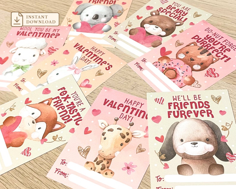 Printable Kids Valentines Day Cards, Classroom Valentines Day Cards ...