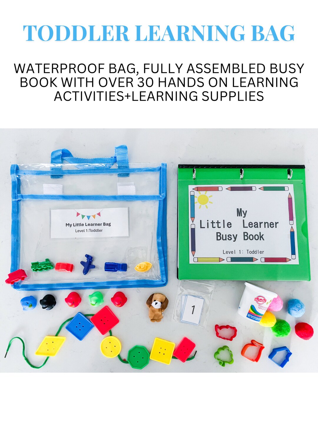 Toddler Learning Bag, Busy Book, Fully Assembled, Grab and Go Learning ...